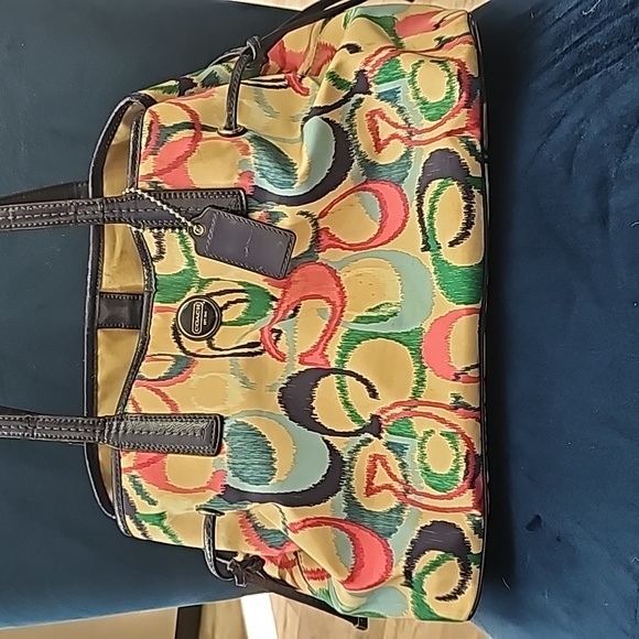 Coach | Bags | Authentic Coach Coloful Handbag Ikat Carryall Rare Find ...